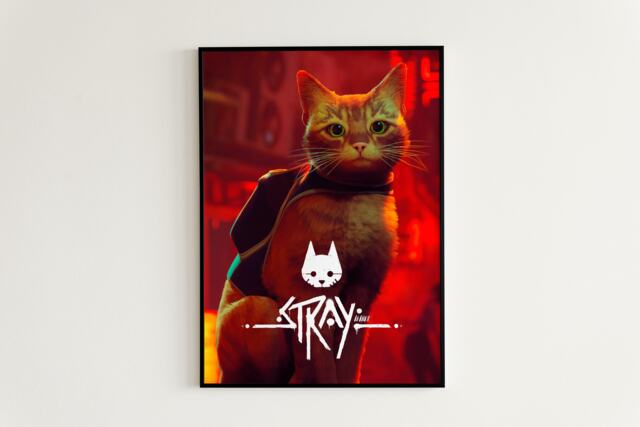 Stray Game Poster Print, Gaming Poster, Gifts, Stray Art, Cat Wall Art ...