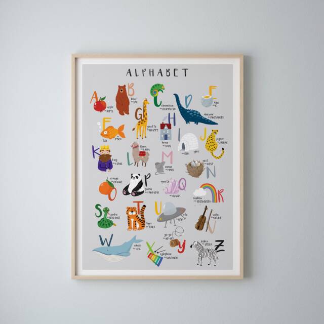 Bilingual Alphabet Print, Nursery Art, Kids, Language, Montessori ...