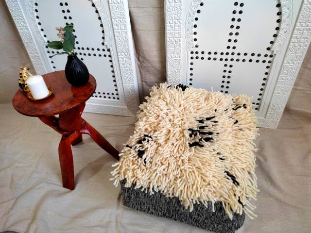stunning Bohemian Wool Floor Cushion, Handwoven With The Finest ...