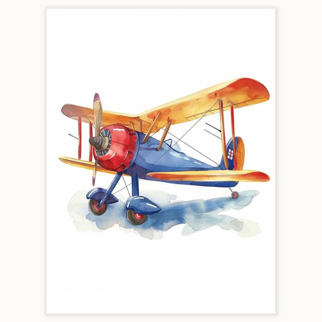 Airplane Wall Art Print, Roller-Compactor Kids Room Decor, Toddler Art ...