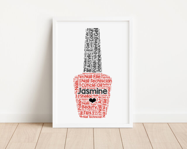 Personalised Nail Polish Print - Custom Word Wall Art Technician Beauty ...