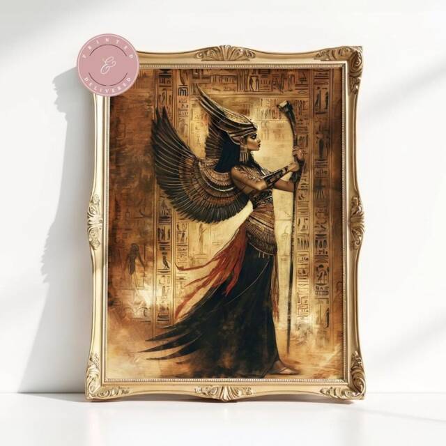 Goddess Bastet Wall Art Nouveau Maximalist Painting Egyptian Of War ...