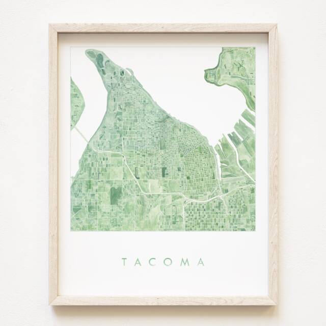 Tacoma Map Watercolor Washington City Block Plan - Art Print Graduation ...