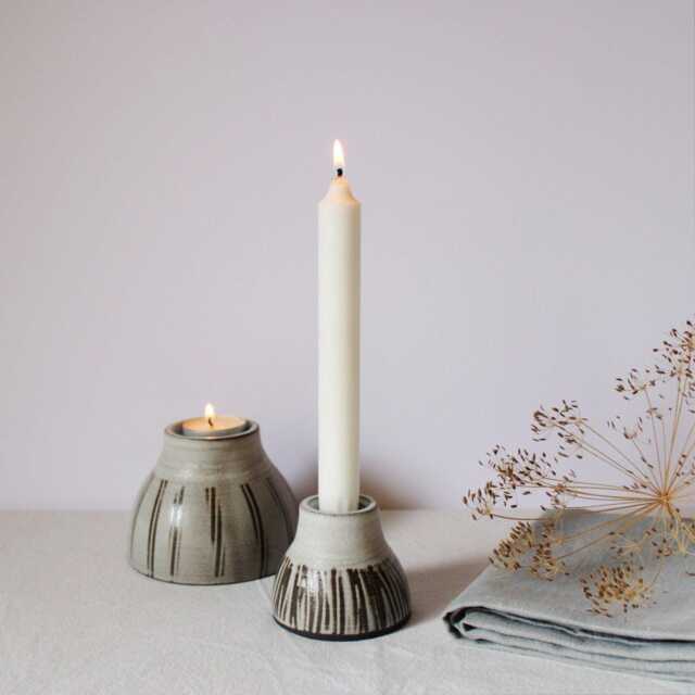 Ceramic Candlestick Holders, Pottery Candle Set Of Two Candleholders ...