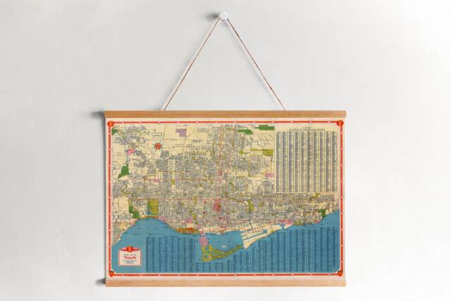 Framed Canvas Map Of Toronto From 1946- Wall Art Prints- Art- Ready To ...