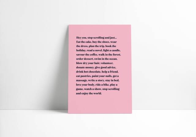 stop Scrolling Inspirational Quote Print - A4/A3 Typographic Poster by ...