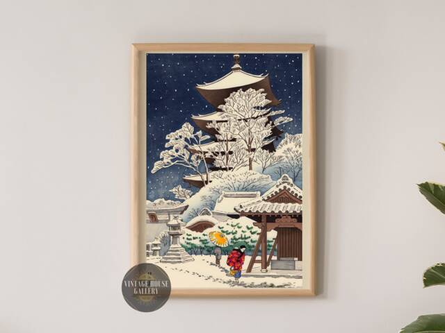 Snow in Toji Temple By Asano Takeji, Ukiyo-E Restored Japanese Art by ...