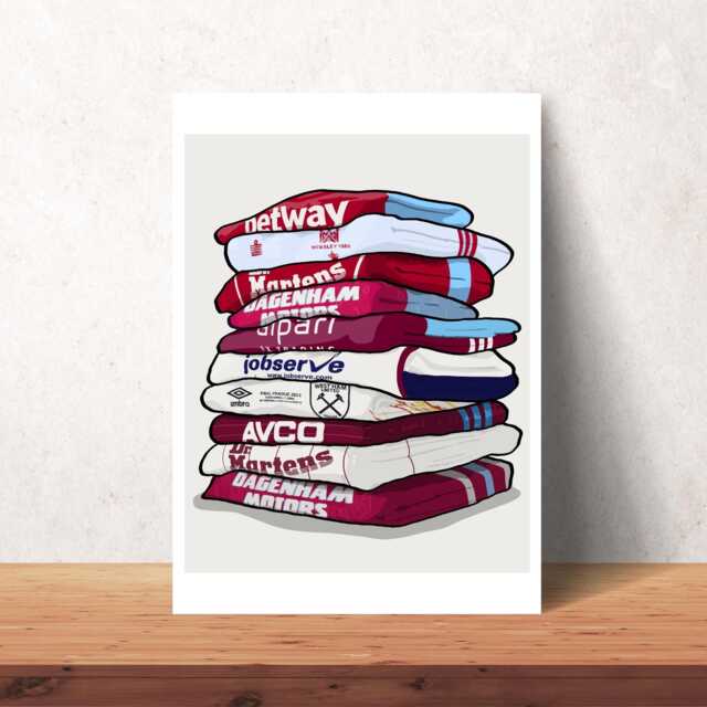 West Ham United Fc, Kit History, A4 A3 Poster, Framed Unframed ...