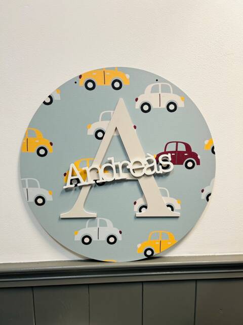 Personalised Circle Cars Transport Theme Bedroom Name Plaque Sign Door ...