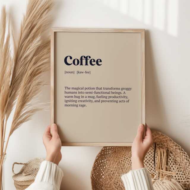 Funny Coffee Definition Print - Lover Wall Art Humorous Kitchen Decor ...