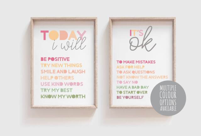 2 Positive Affirmations Prints For Kids, Educational Posters, Girls ...