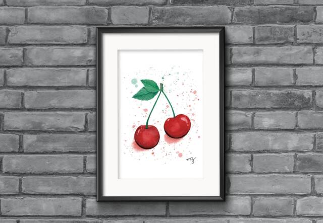 Cherry Watercolor Print Playful Kitchen Wall Art by Etsy | ufurnish.com