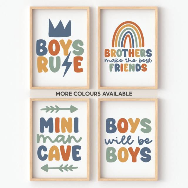 Brothers Print Set -- Boys Set, Mini Man Cave, Rule, Will Be Boys, Make ...