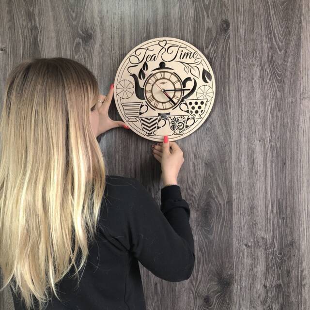 Decorative Clock, Tea Time Kitchen Wood Decor, Farmhouse Wall Custom ...