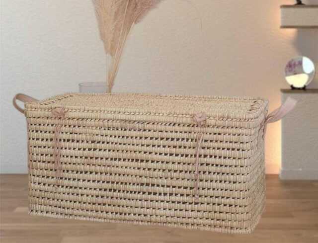 Wicker Storage Chest, Palm Leaf , Toy Box, Storage Baskets, Wicker ...