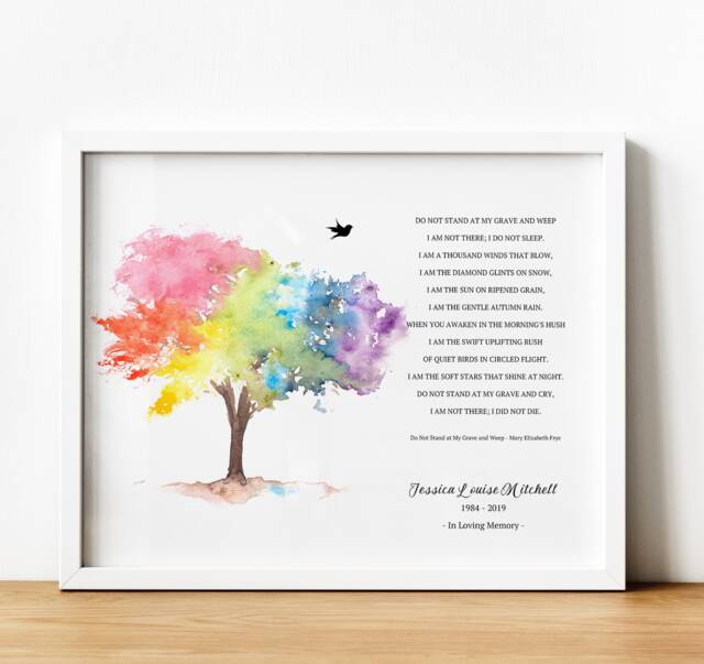 Custom Poem Print Bereavement Gift, Personalised Tree Of Life Wall Art ...