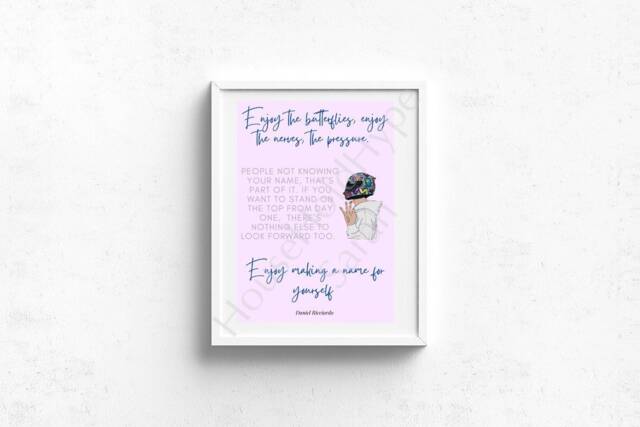 Formula 1 Inspired Wall Art, Daniel Ricciardo Quote Decor ...