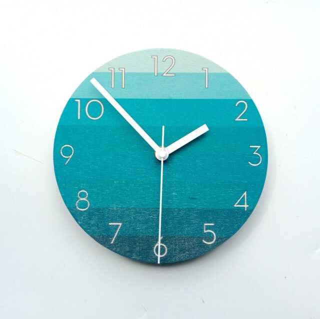 Teal Fade Wooden Wall Clock With Hour Markers. Colourful Mid Century ...