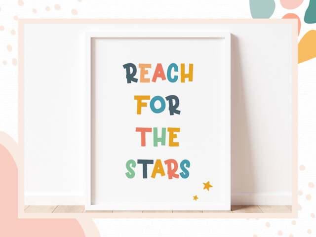 Reach For The Stars Print - Children's Wall Art, Bedroom, Playroom ...