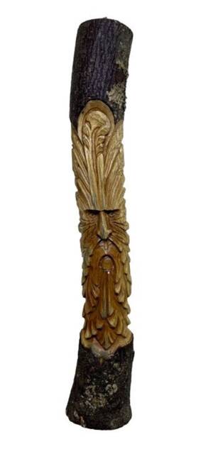 Hand Carved Wooden Green Man Wall Plaque Log Statue Half - Various ...