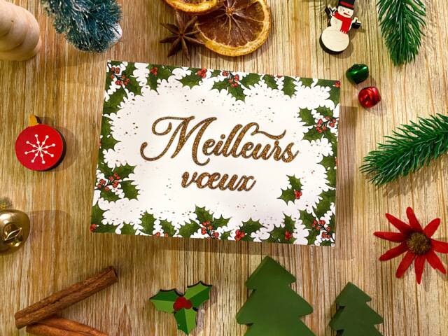 Illustrated Postcard Best Wishes - Holly, Wishes, Greeting Card ...