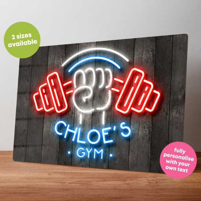 Personalised Home Gym Wall Sign - Neon Effect Fitness Decor ...
