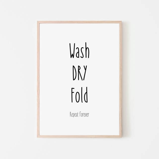 Wash Dry Fold Print, A5 Or A4 Laundry Word Print For Utility Room by ...