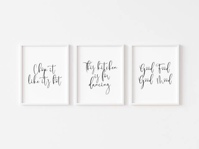 Set Of 3 Kitchen Unframed Prints-Kitchen Wall Art-Food-Sets Decor ...