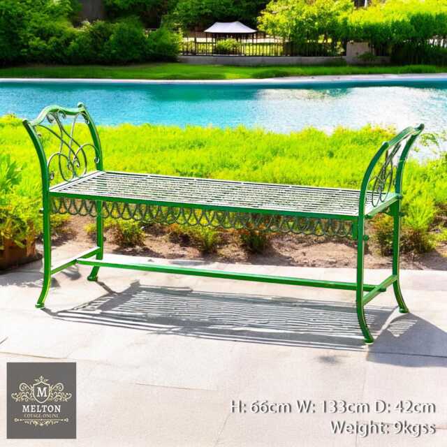 Antiqued Aged Green Fancy Ornate Metal Garden Bench Patio Furniture ...