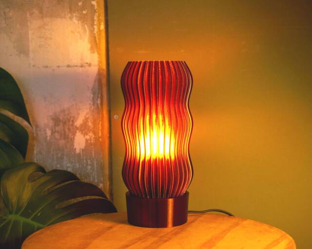Wavy X Amber Japandi Table Lamp Warm Orange Glow Handmade From Recycled ...