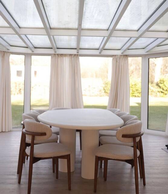 Pebble Solid Concrete Stone Organic Irregular Shape Dining Table by ...