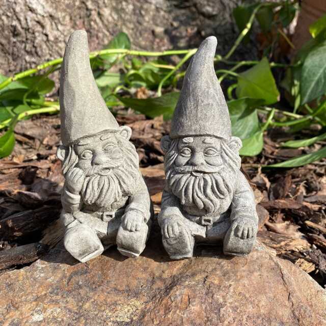 Handmade Pair Of Garden Gnomes Cement Statues by Etsy | ufurnish.com