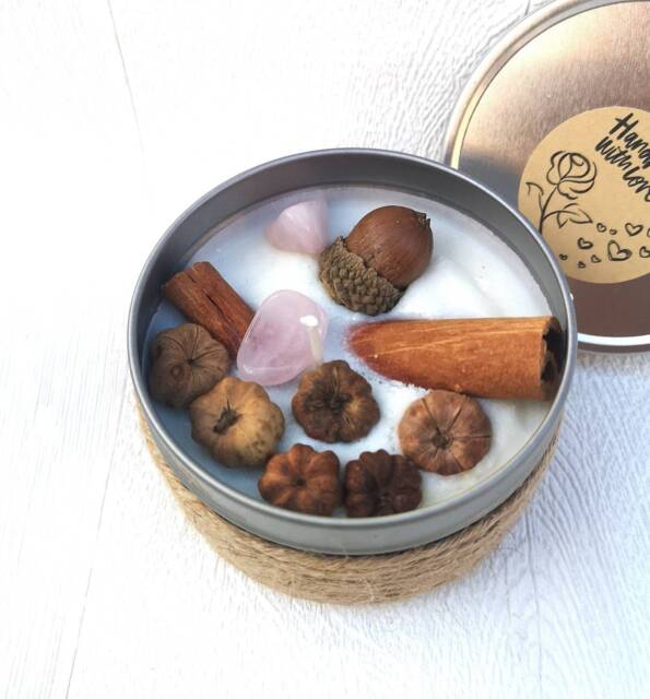 Spiced Pumpkin Crystal Rose Chakra Candle Quartz Positive Energy ...