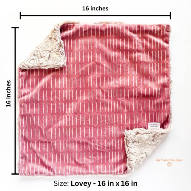 Lines On Mauve Pink Baby Lovey, 16 By 16, Cuddle Minky Blanket ...