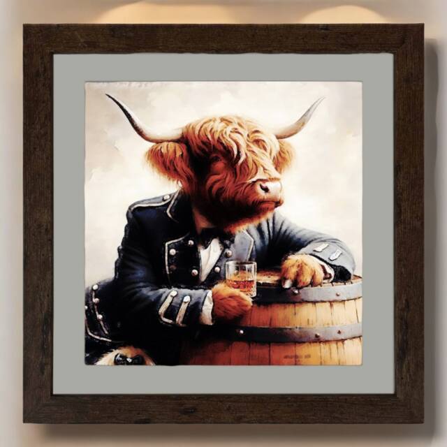 Scottish Highland Cow Framed Print, Digital Wall Art, Room Decor - Whit ...