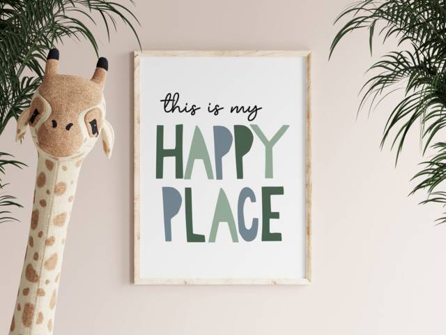 Childrens Wall Art This Is My Happy Place Prints Bedroom Nursery Poster ...