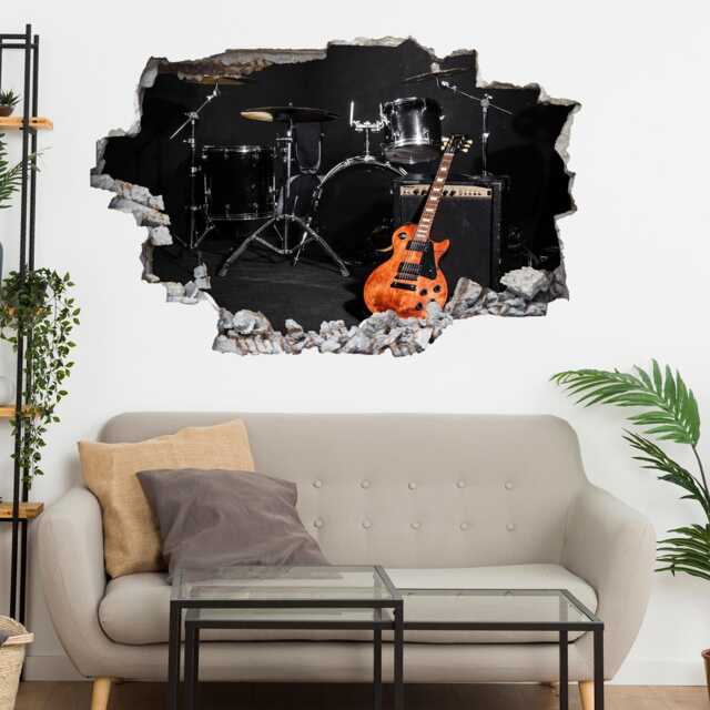 Musical Instruments Drums Guitar Concert Stage Wall Decal Sticker Mural ...