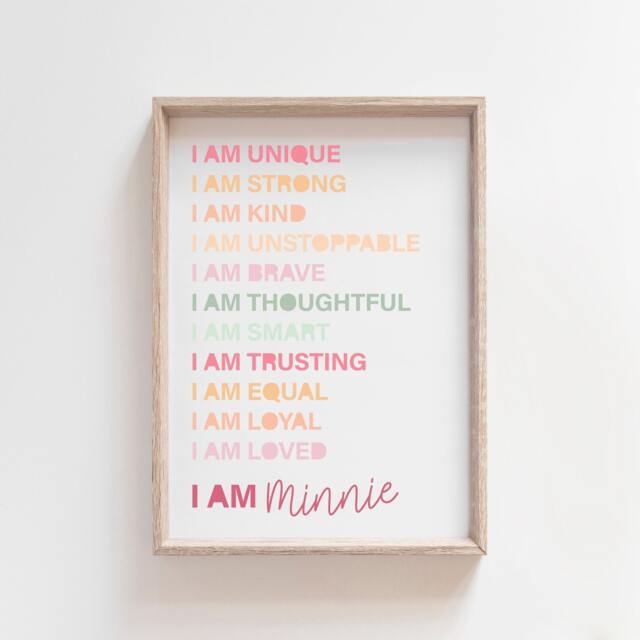 Positive Affirmation Print, Girls Bedroom Motivational Poster, Wall Art ...