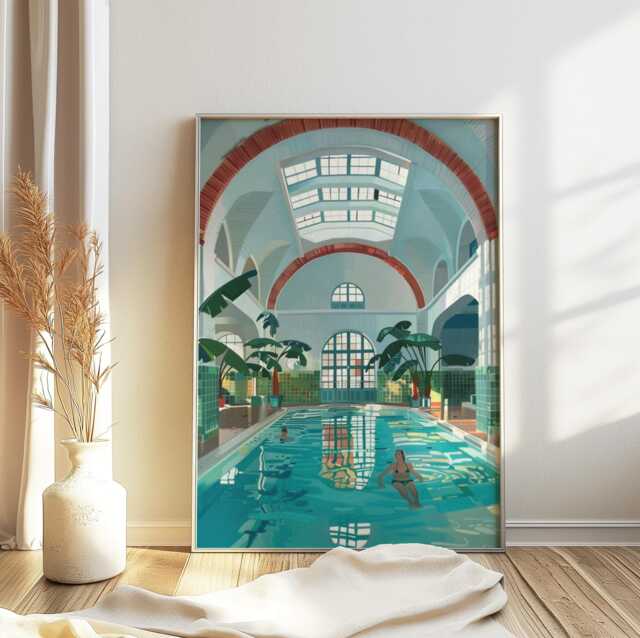 Swimming Pool Wall Art, London Print, Art Poster, Gift, Summer Sport ...