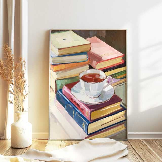 Vintage Library Poster, Book Art, Reading Lovers Gift, Antique Wall ...