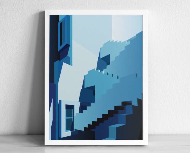 Muralla Roja Blue Abstract Art Print - Postmodern Architecture Wall ...