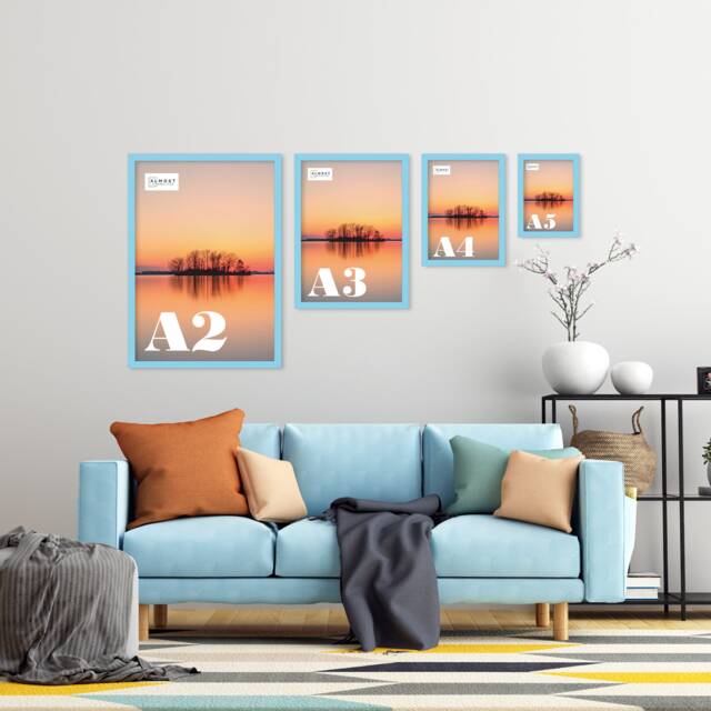 Light Blue Photo Frame, A5, A4, A3, A2, Picture White Mounted Frames ...
