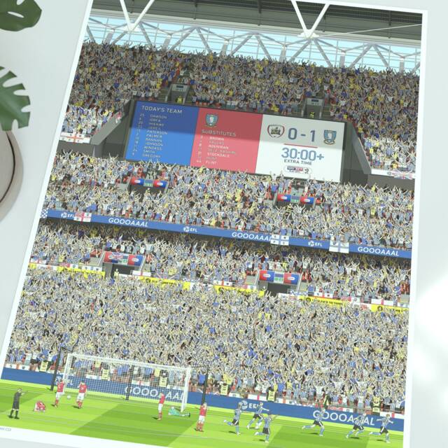 Josh Windass Winning Wembley Goal Illustrated Art Print - Sheffield ...
