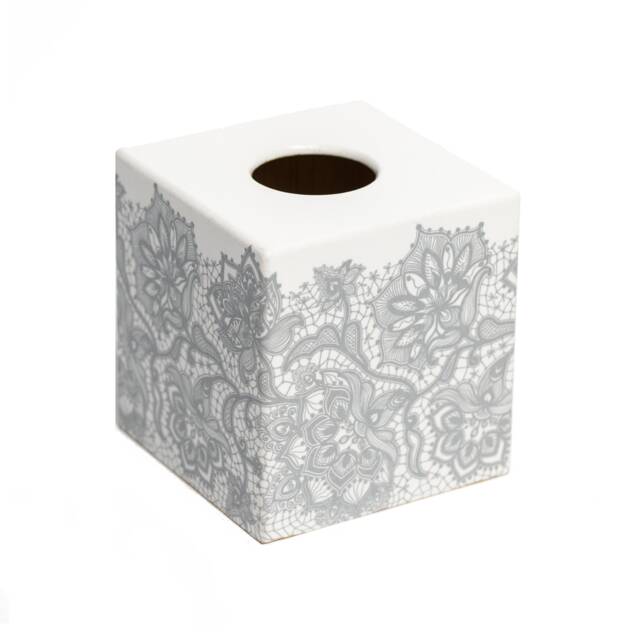 Handmade Wooden Tissue Box Cover Silver Lace Decoupage by Etsy ...