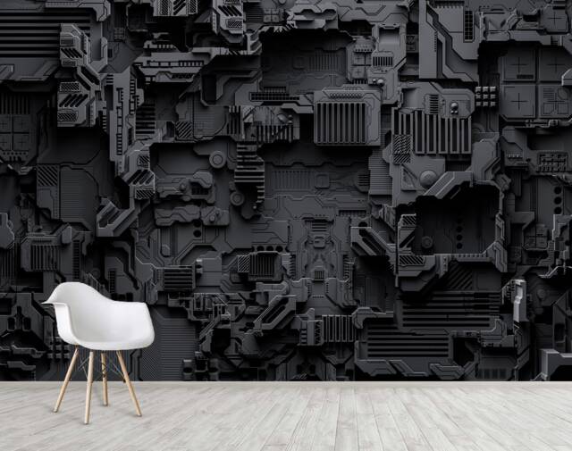 Abstract Graphics Wall Mural Computer Games Cyber Style Wallpaper Peel ...