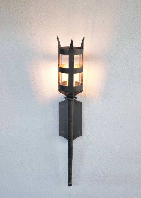 Medieval Style Outdoor Torch Wall Sconce, Hand Forged Exterior Sconce ...