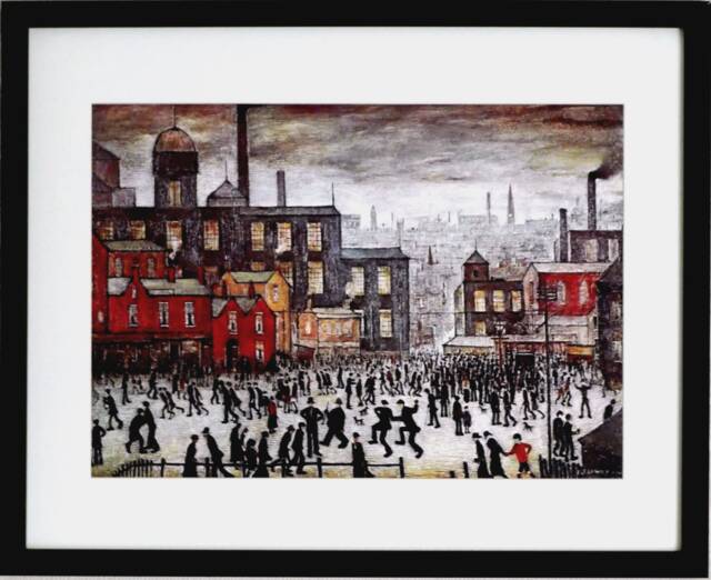 L S Lowry Authentic Art Print - Our Town Satin Black Frame With White ...