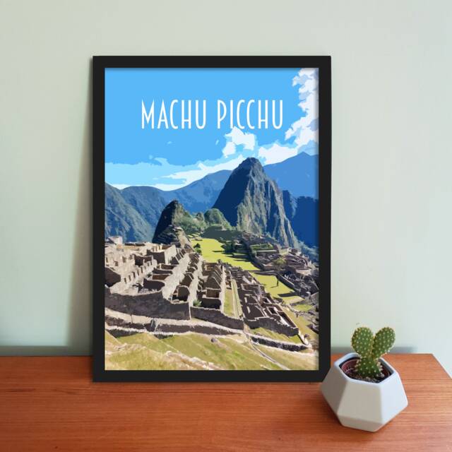 Machu Picchu Travel Poster - Retro Vintage Style Peru Art Print ...