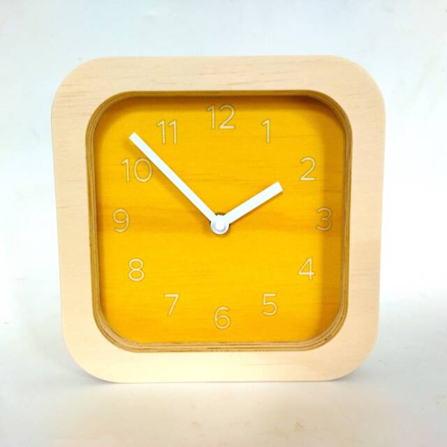Yellow Square Desk Clock With Numbers. Unique Colourful Mid Century ...