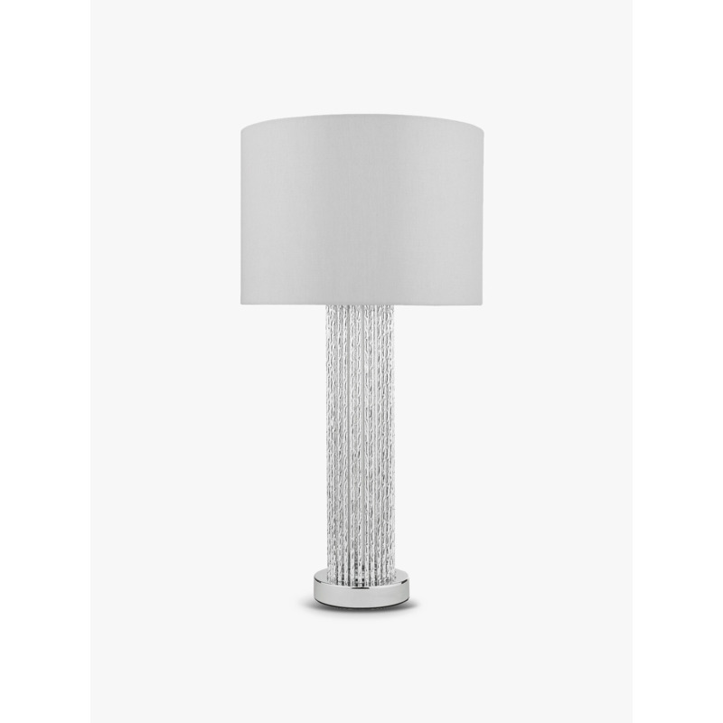 Dar Lighting Lazio Table Lamp with Shade Silver by Fenwick | ufurnish.com